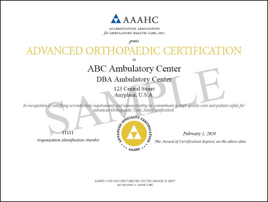 Advanced Orthopaedic Certification Total Joint Replacement Certificate ...