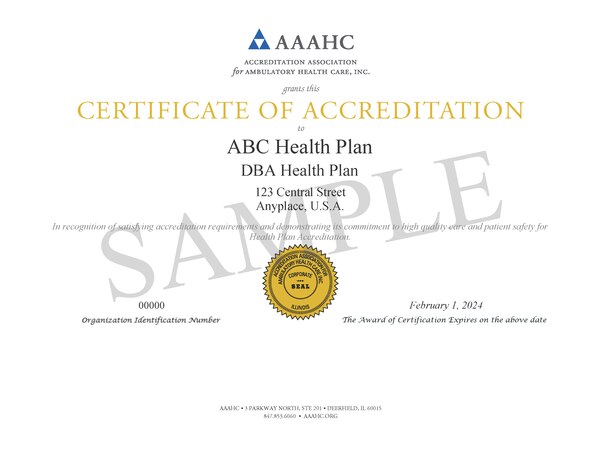 Certificates of Accreditation and Certification | AAAHC